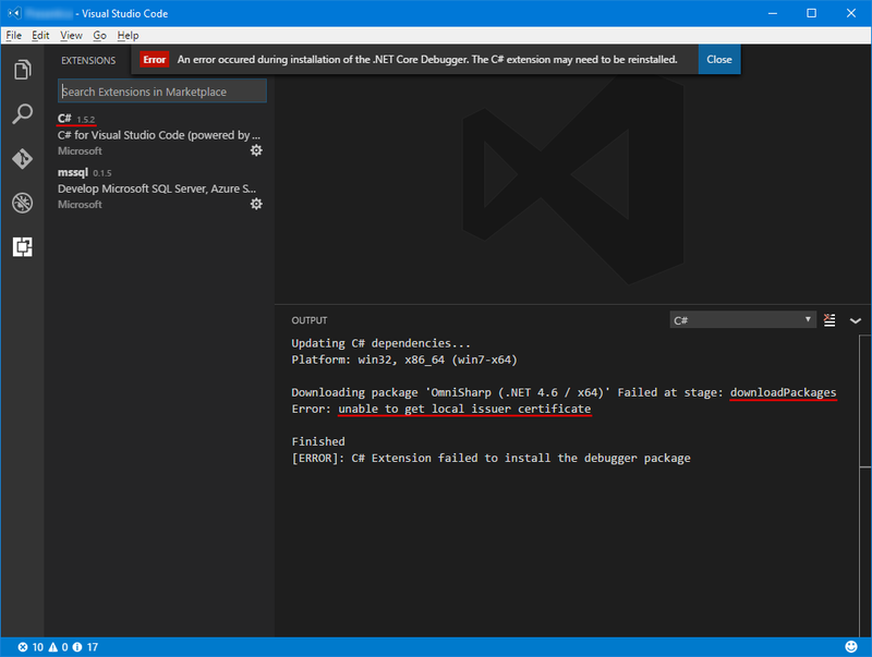 Cannot Download Omnisharp Behind Proxyfirewall · Issue 579 · Dotnetvscode Csharp · Github