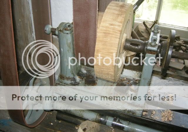 Oddball wood lathe, water-powered